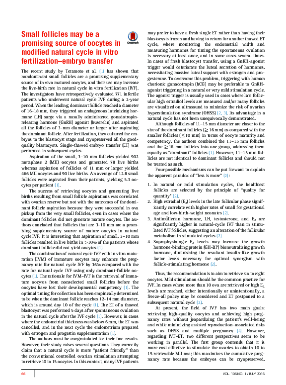 (PDF) Small follicles may be a promising source of oocytes in modified ...