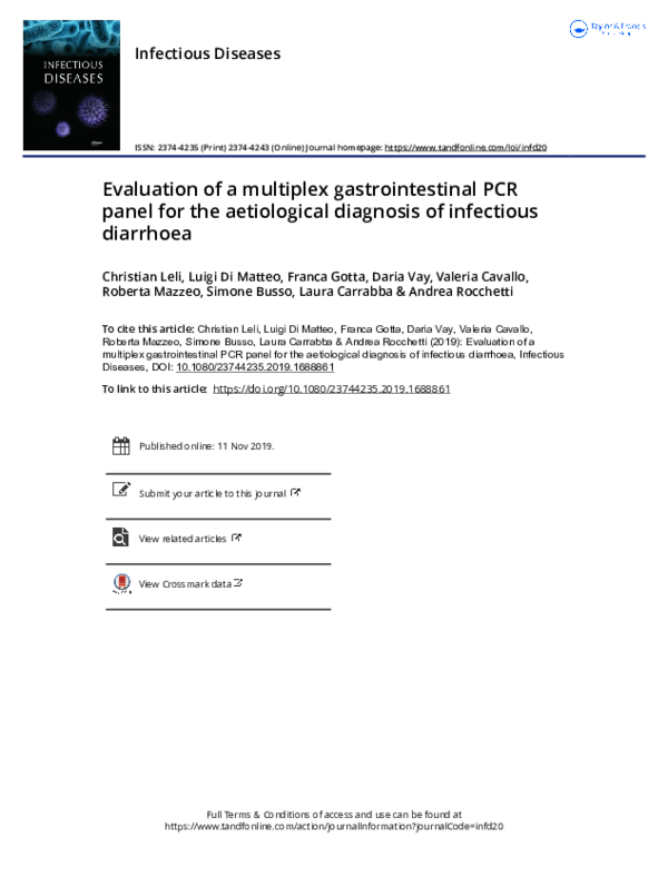 (PDF) Evaluation of a multiplex gastrointestinal PCR panel for the ...