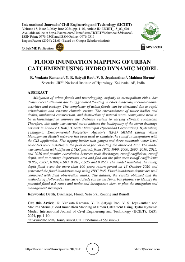 Pdf Flood Inundation Mapping Of Urban Catchment Using Hydro Dynamic Model