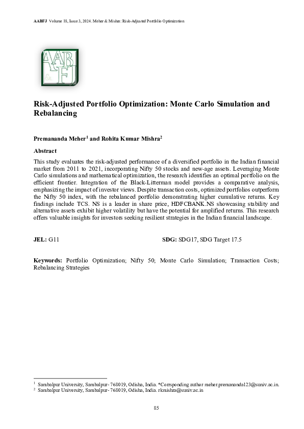 (PDF) Risk-Adjusted Portfolio Optimization: Monte Carlo Simulation and Rebalancing