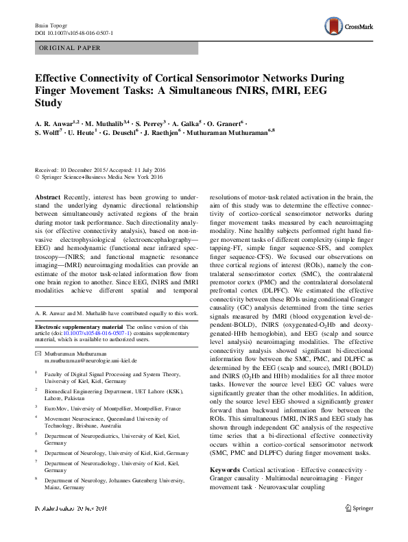 (PDF) Effective Connectivity of Cortical Sensorimotor Networks During Finger Movement Tasks: A ...