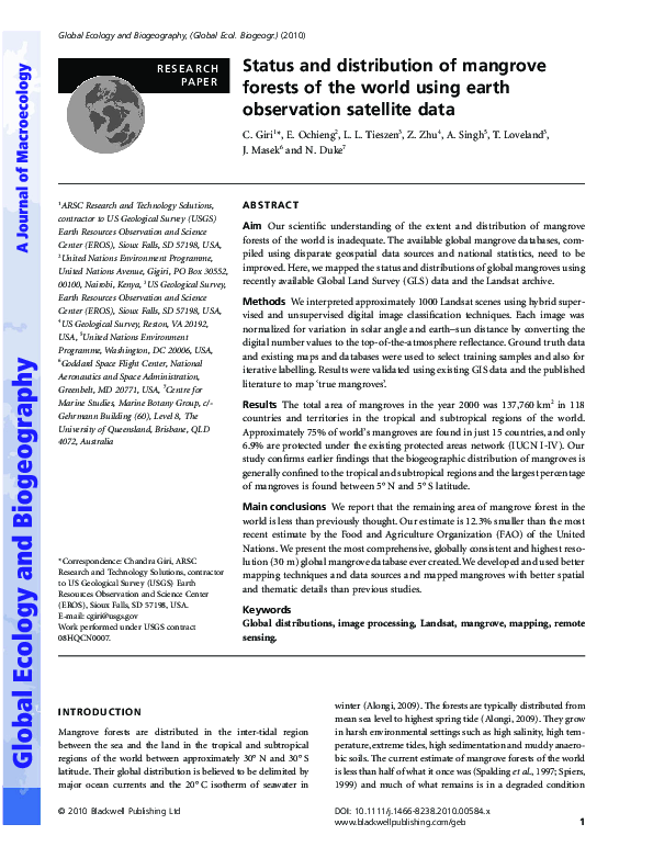 (PDF) Status and distribution of mangrove forests of the world using ...