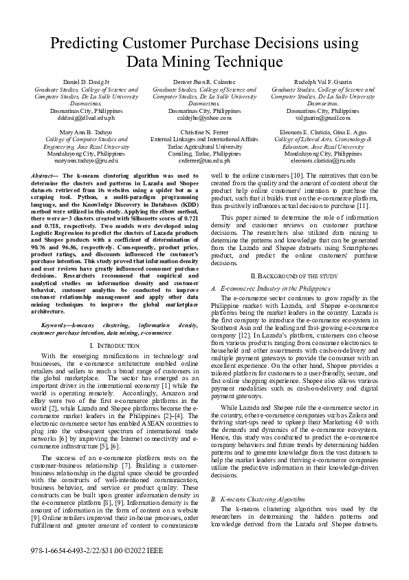 (PDF) Predicting Customer Purchase Decisions using Data Mining Technique