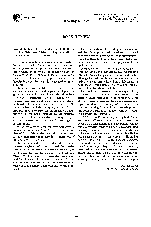 (PDF) Fractals in reservoir engineering
