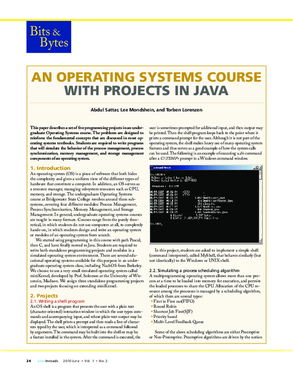(PDF) An operating systems course with projects in java