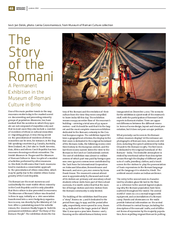 The story of the Romani : a permanent exhibition in the Museum of ...