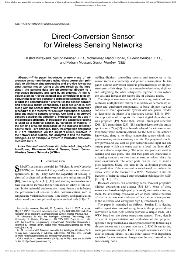 (PDF) Direct-Conversion Sensor for Wireless Sensing Networks