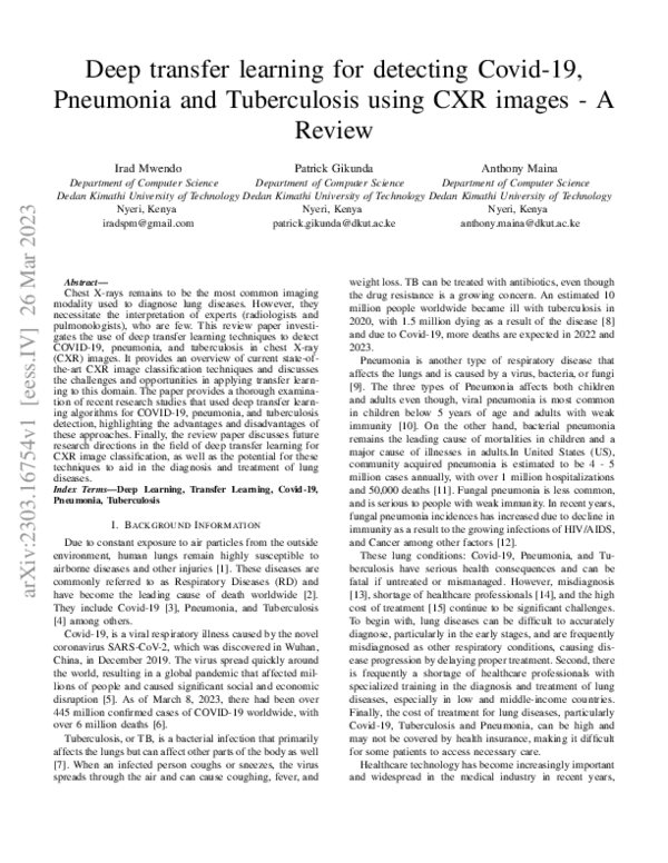(PDF) Deep transfer learning for detecting Covid-19, Pneumonia and ...