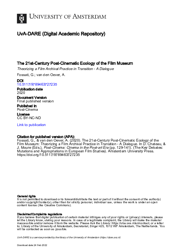 (PDF) Post-cinema | Christophe Génin - Academia.edu