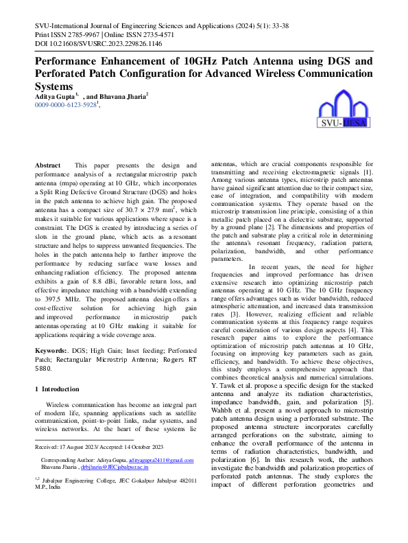 (PDF) Performance Enhancement of 10GHz Patch Antenna using DGS and Perforated Patch ...