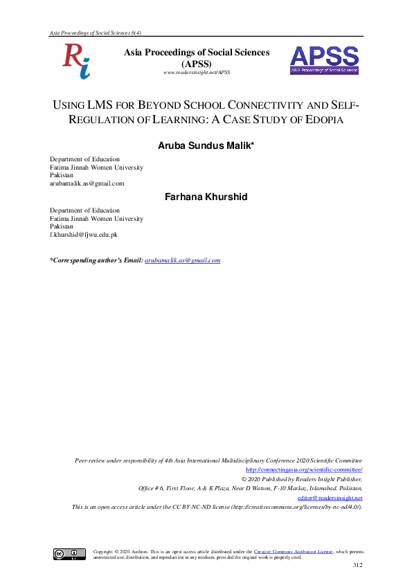(PDF) Using LMS for Beyond School Connectivity and Self-Regulation of Learning: A Case Study of ...
