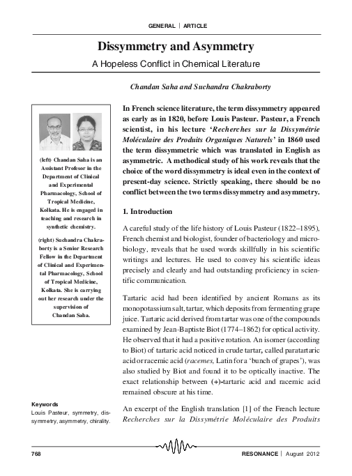 (PDF) Dissymmetry and asymmetry