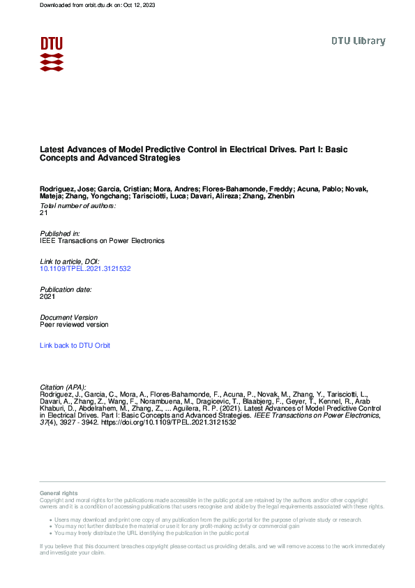 (PDF) Latest Advances of Model Predictive Control in Electrical Drives ...