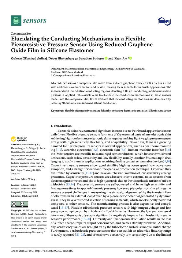 (PDF) Elucidating the Conducting Mechanisms in a Flexible Piezoresistive Pressure Sensor Using ...