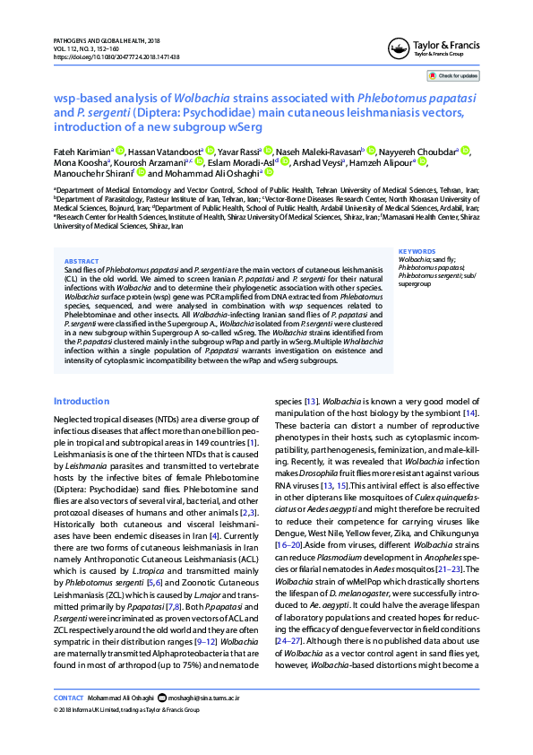 (PDF) wsp-based analysis of Wolbachia strains associated with Phlebotomus papatasi and P ...