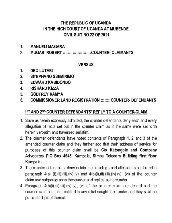 (PDF) REPLY TO A COUNTER CLAIM