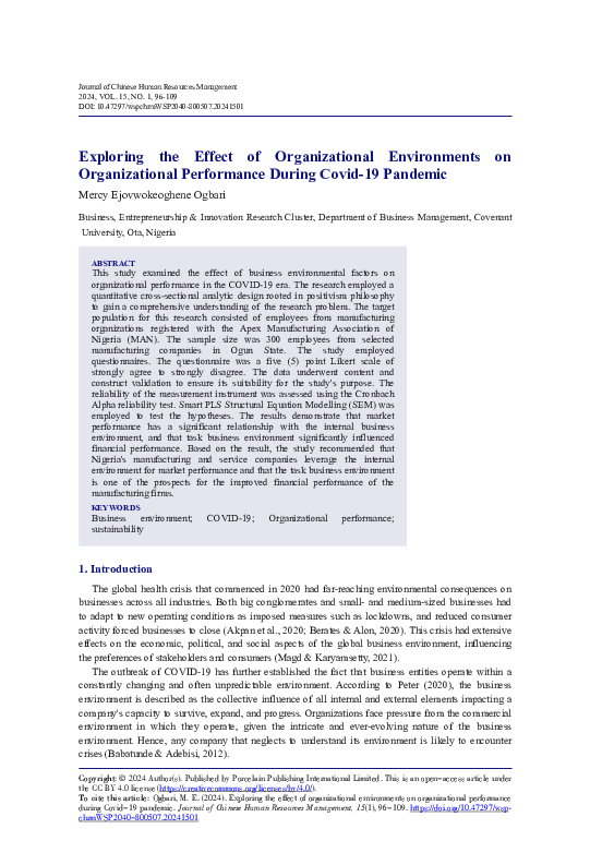 (PDF) Exploring the Effect of Organizational Environments on ...