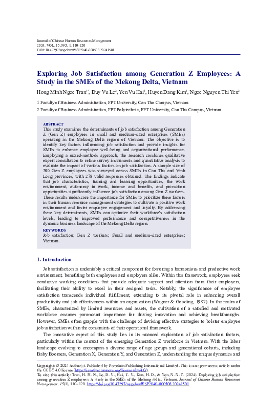 (PDF) Exploring Job Satisfaction among Generation Z Employees: A Study ...