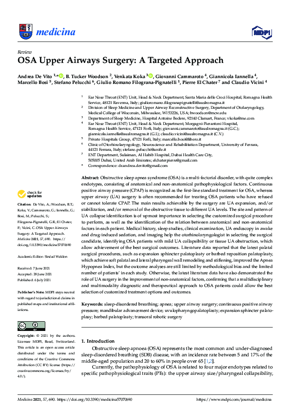 (PDF) OSA Upper Airways Surgery: A Targeted Approach | Stefano Pelucchi ...