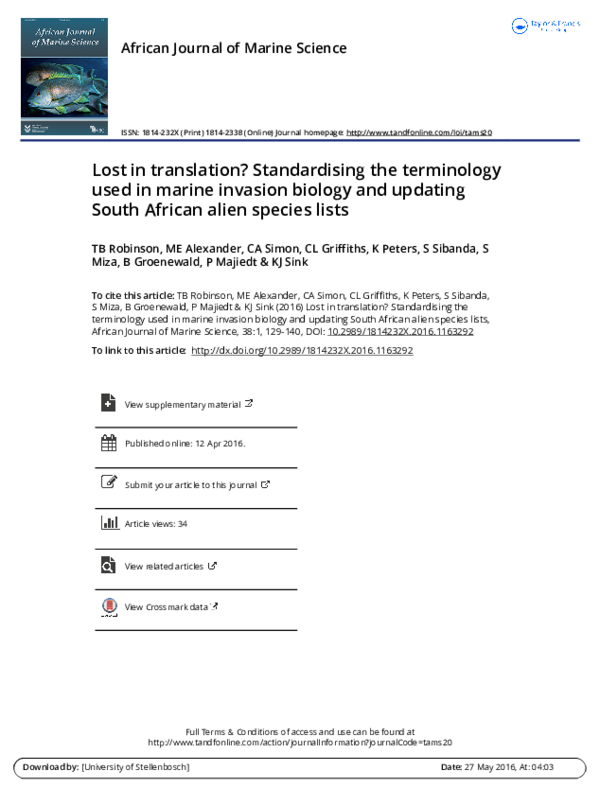 (PDF) Lost in translation? Standardising the terminology used in marine ...