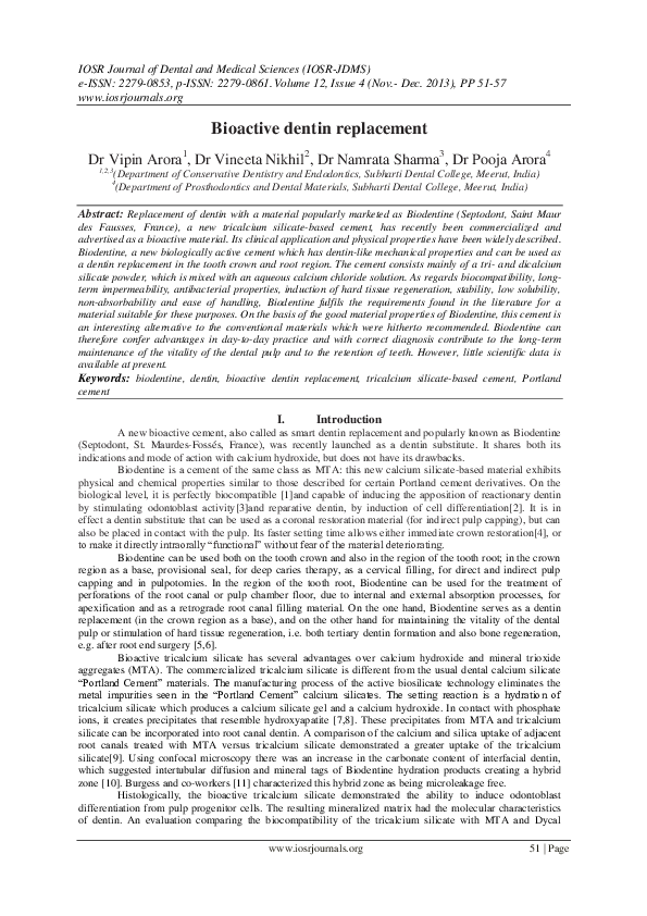 (PDF) Bioactive dentin replacement
