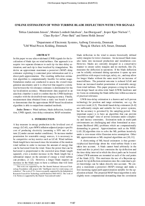 (PDF) Online estimation of wind turbine blade deflection with UWB signals