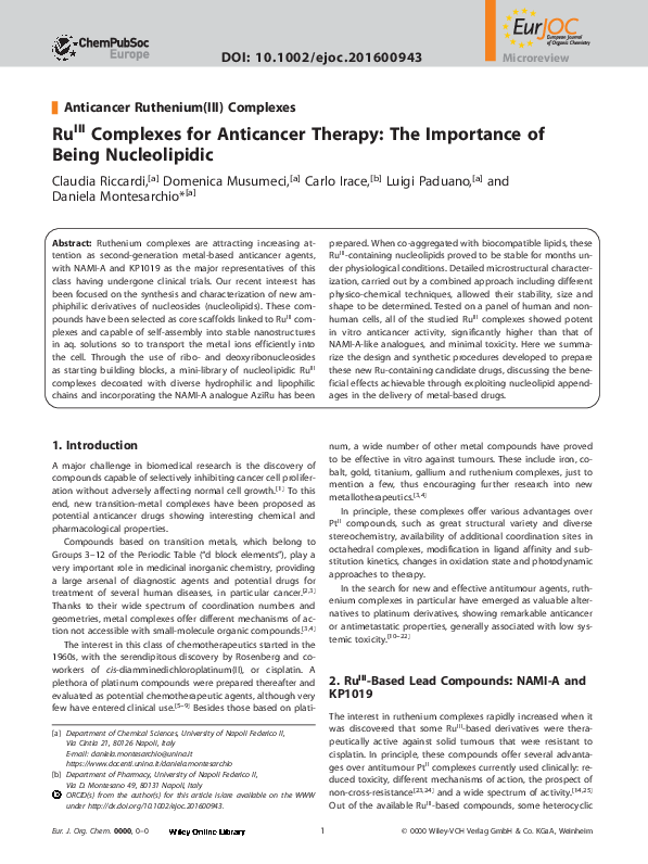 (PDF) RuIII Complexes for Anticancer Therapy: The Importance of Being ...
