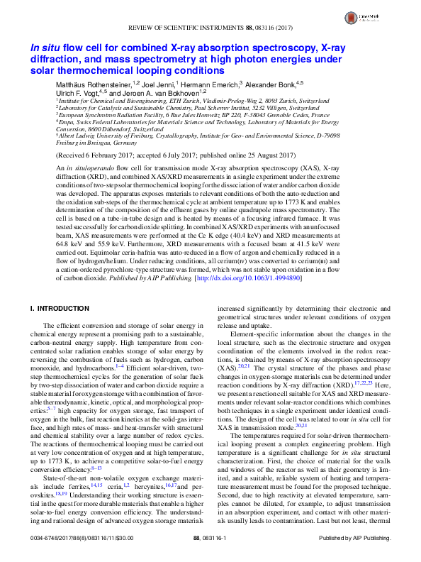 (PDF) In situ flow cell for combined X-ray absorption spectroscopy, X ...