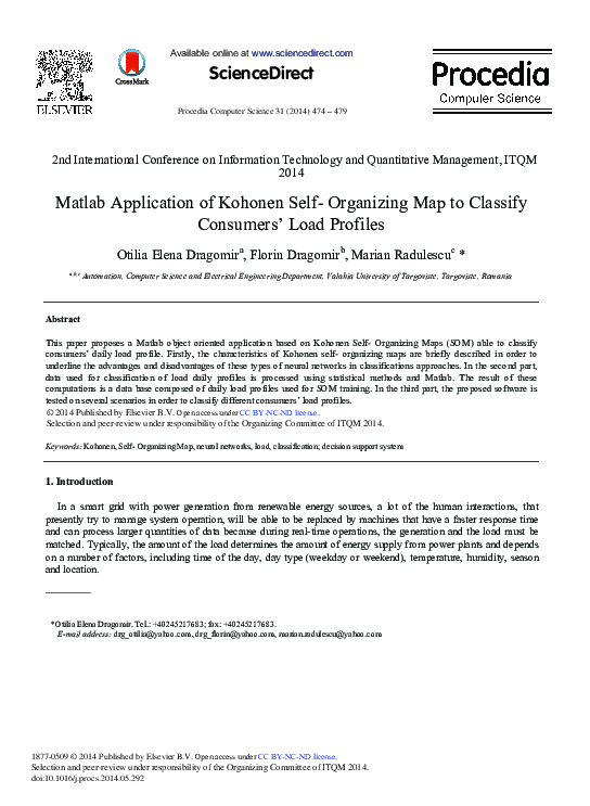 (PDF) Matlab Application of Kohonen Self-organizing Map to Classify ...