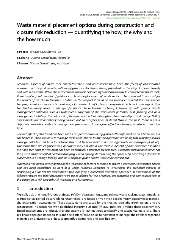 (PDF) Waste material placement options during construction and closure ...