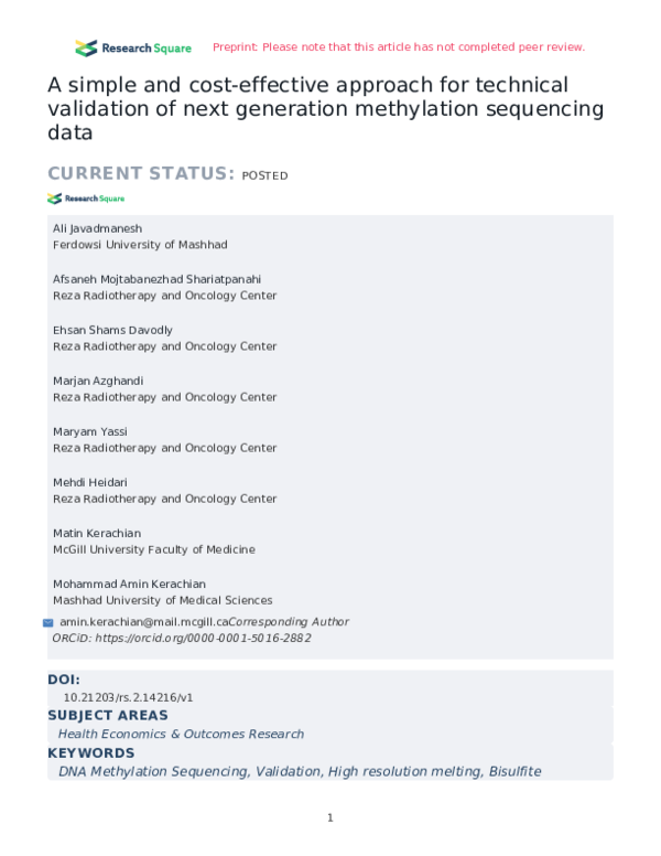 (PDF) A simple and cost-effective approach for technical validation of next generation ...