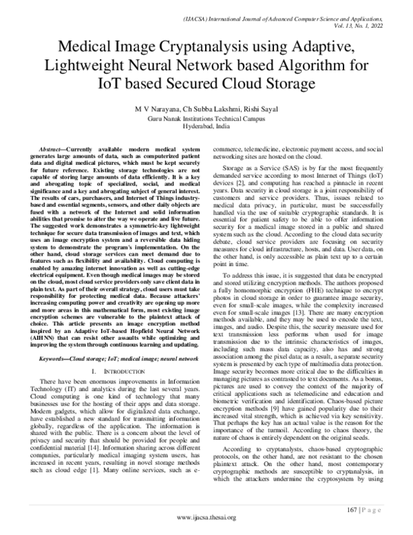 (PDF) Medical Image Cryptanalysis using Adaptive, Lightweight Neural Network based Algorithm for ...