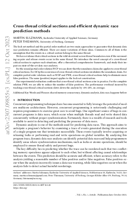 (PDF) Cross-thread critical sections and efficient dynamic race ...