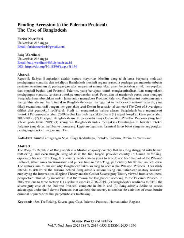 (PDF) Pending Accession to the Palermo Protocol: The Case of Bangladesh