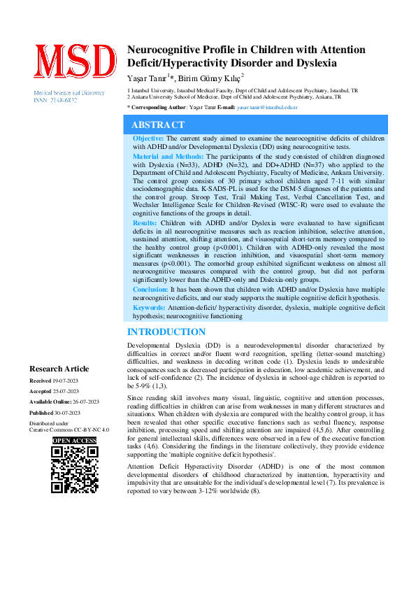 (PDF) Neurocognitive Profile in Children with Attention Deficit ...