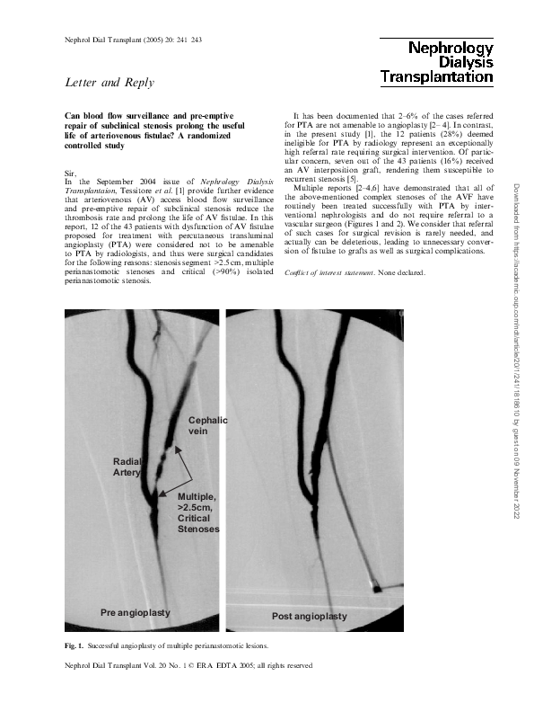 (PDF) Can blood flow surveillance and pre-emptive repair of subclinical ...