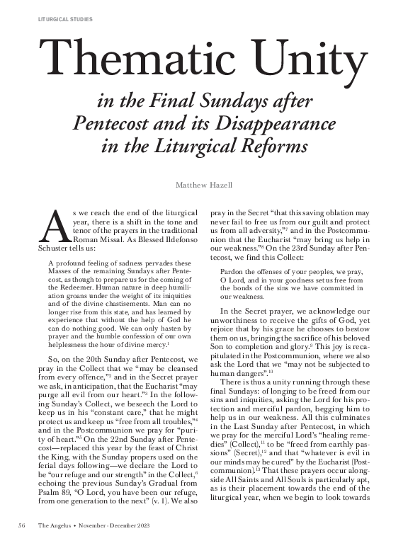 (PDF) Thematic Unity in the Final Sundays after Pentecost and its ...