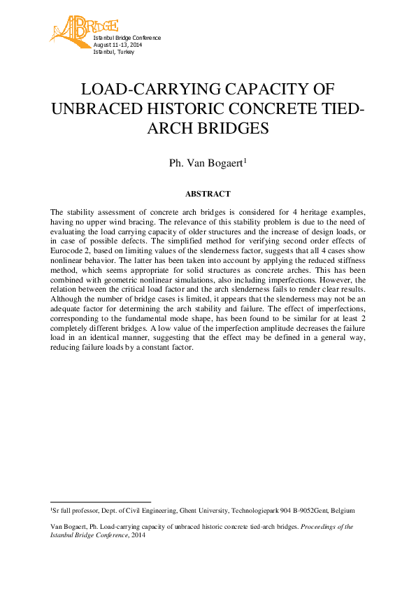 (PDF) Load-carrying capacity of unbraced historic concrete tied-arch bridges