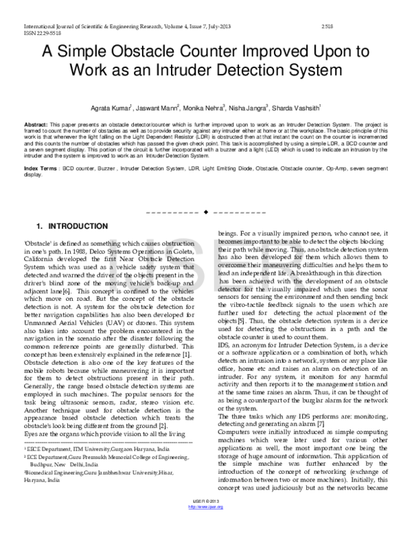 (PDF) A Simple Obstacle Counter Improved Upon to Work as an Intruder ...