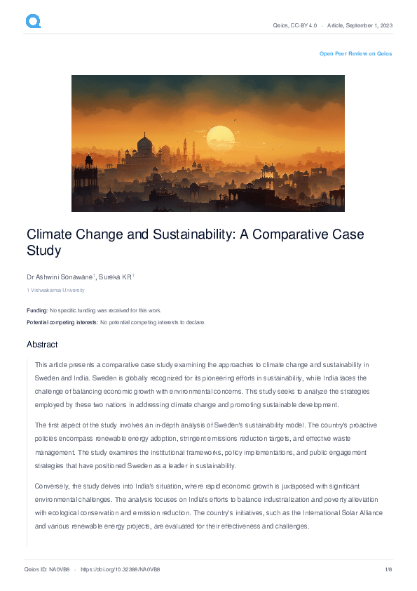 (PDF) Climate Change and Sustainability: A Comparative Case Study