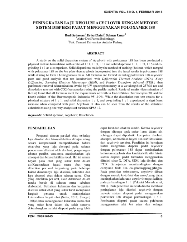 (PDF) Peningkatan Laju Disolusi Acyclovir Dengan Metode Sistem Dispersi ...