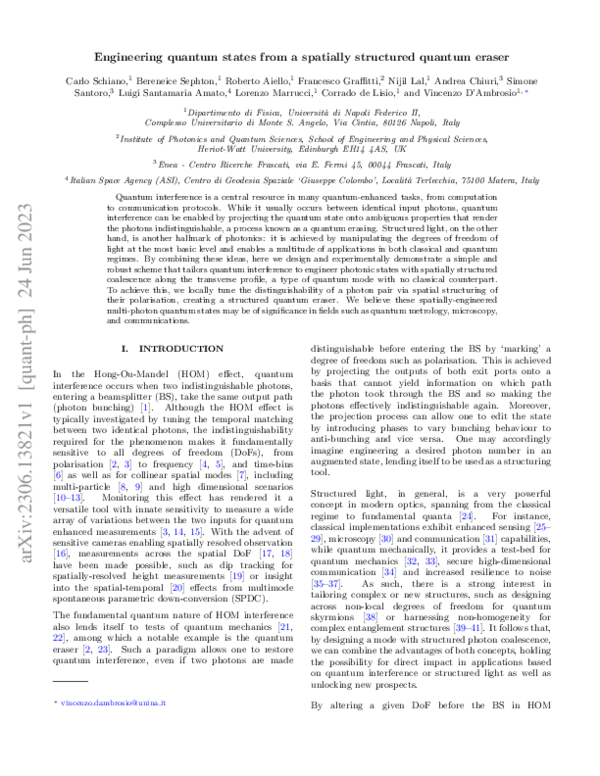 (PDF) Engineering quantum states from a spatially structured quantum eraser