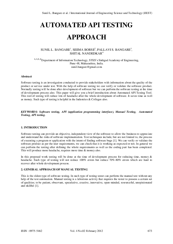Pdf Automated Api Testing Approach 