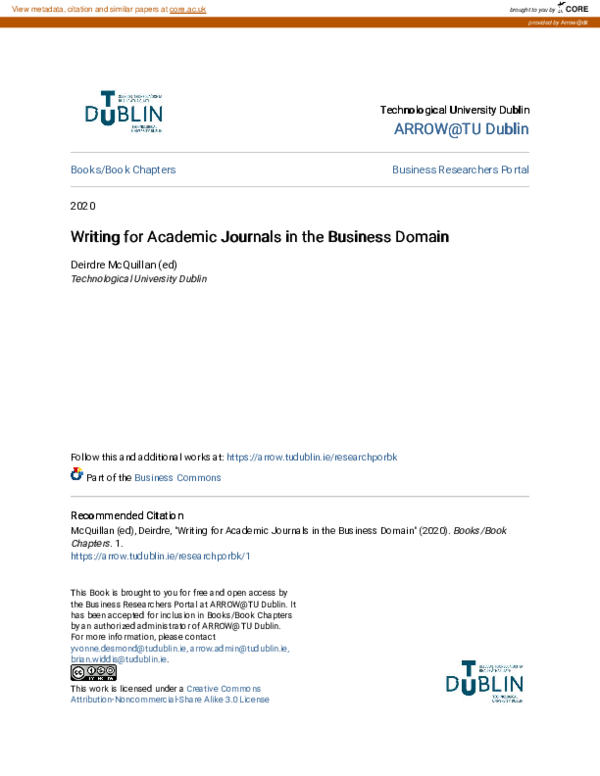 (PDF) Writing for Academic Journals in the Business Domain