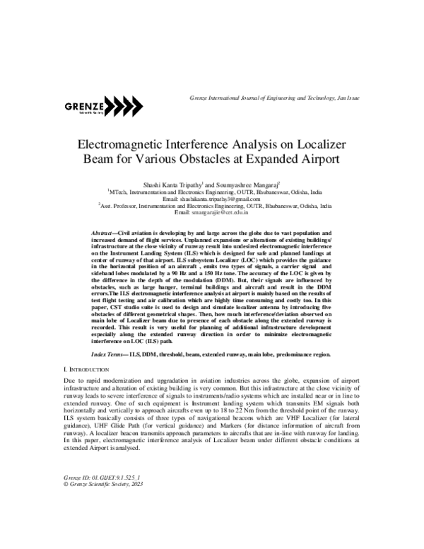 (PDF) Electromagnetic Interference Analysis on Localizer Beam for Various Obstacles at Expanded ...