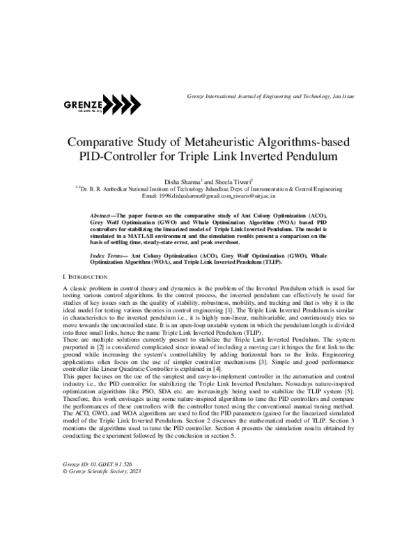 (PDF) Comparative Study of Metaheuristic Algorithms-based PID ...