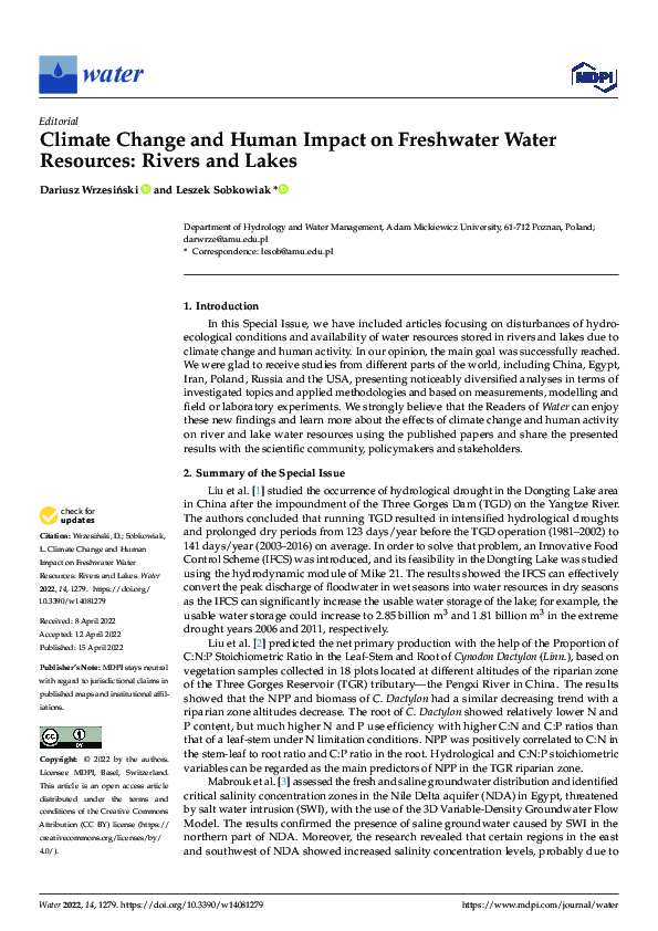 (PDF) Climate Change and Human Impact on Freshwater Water Resources ...