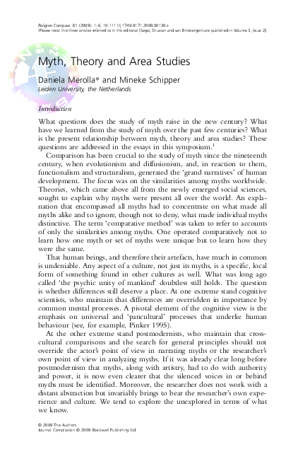 (PDF) Myth, Theory and Area Studies