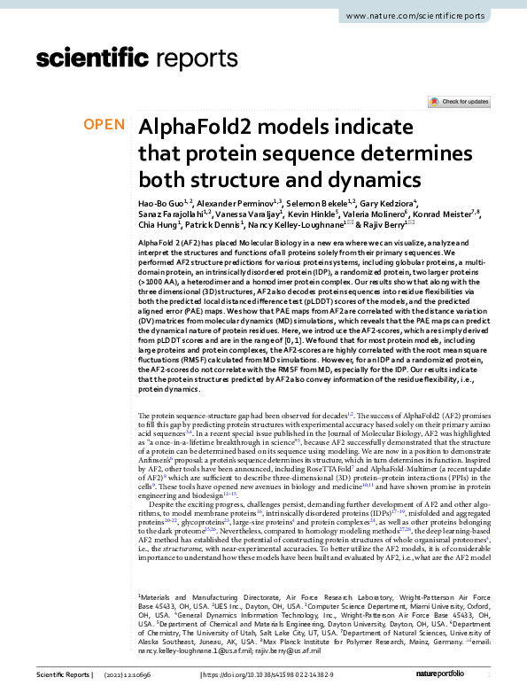 (PDF) AlphaFold2 models indicate that protein sequence determines both ...