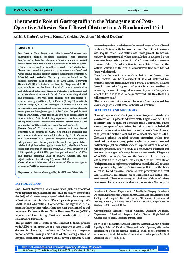 (PDF) Therapeutic Role of Gastrograffin in the Management of Post ...